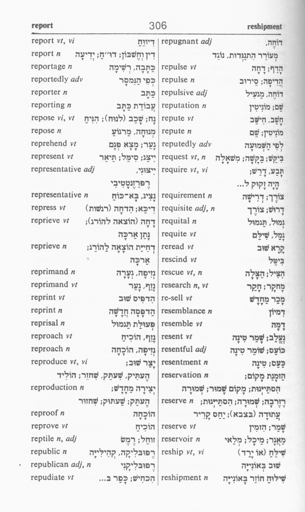 Hebrew-English and English-Hebrew Dictionary