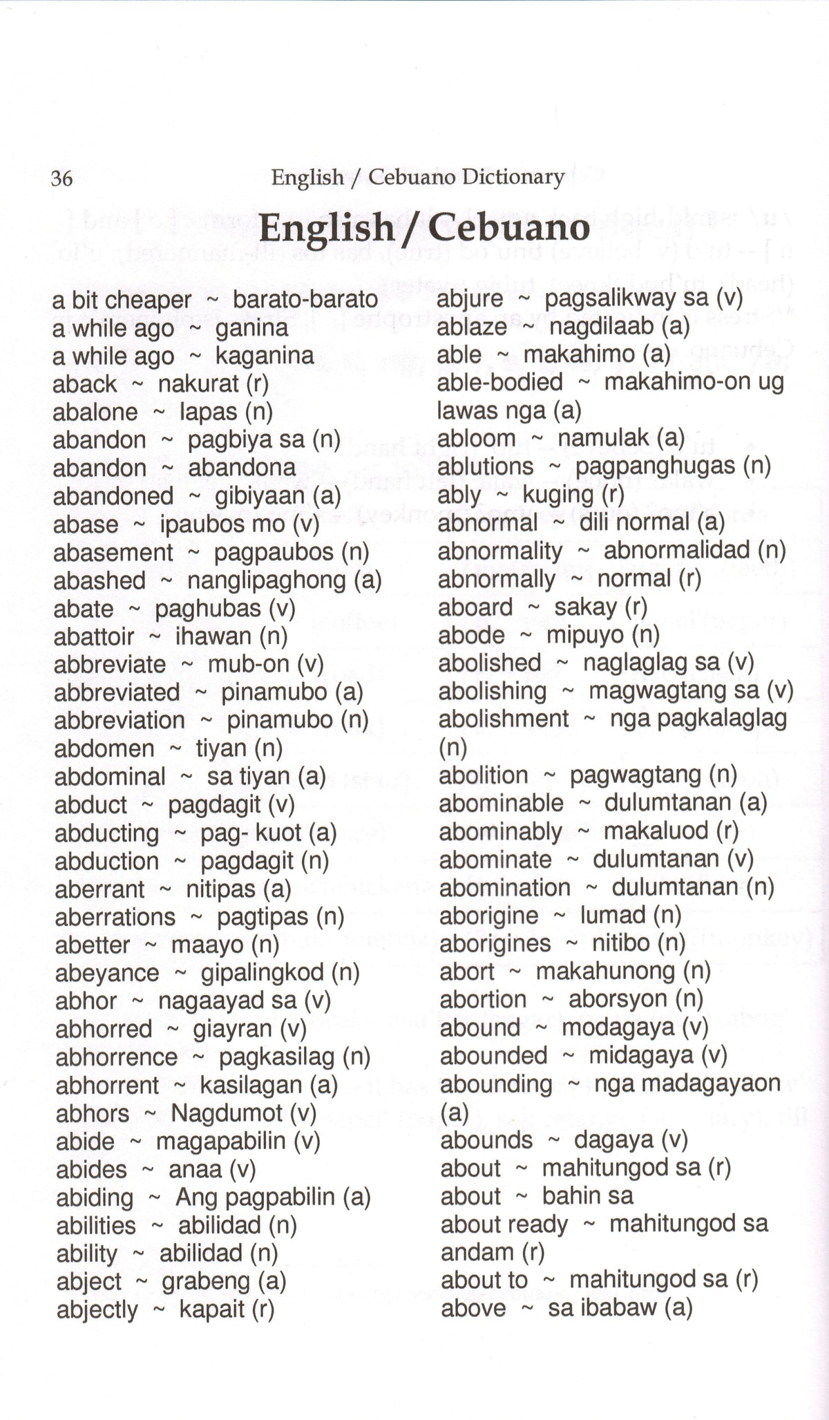 Cebuano-English / English-Cebuano Dictionary